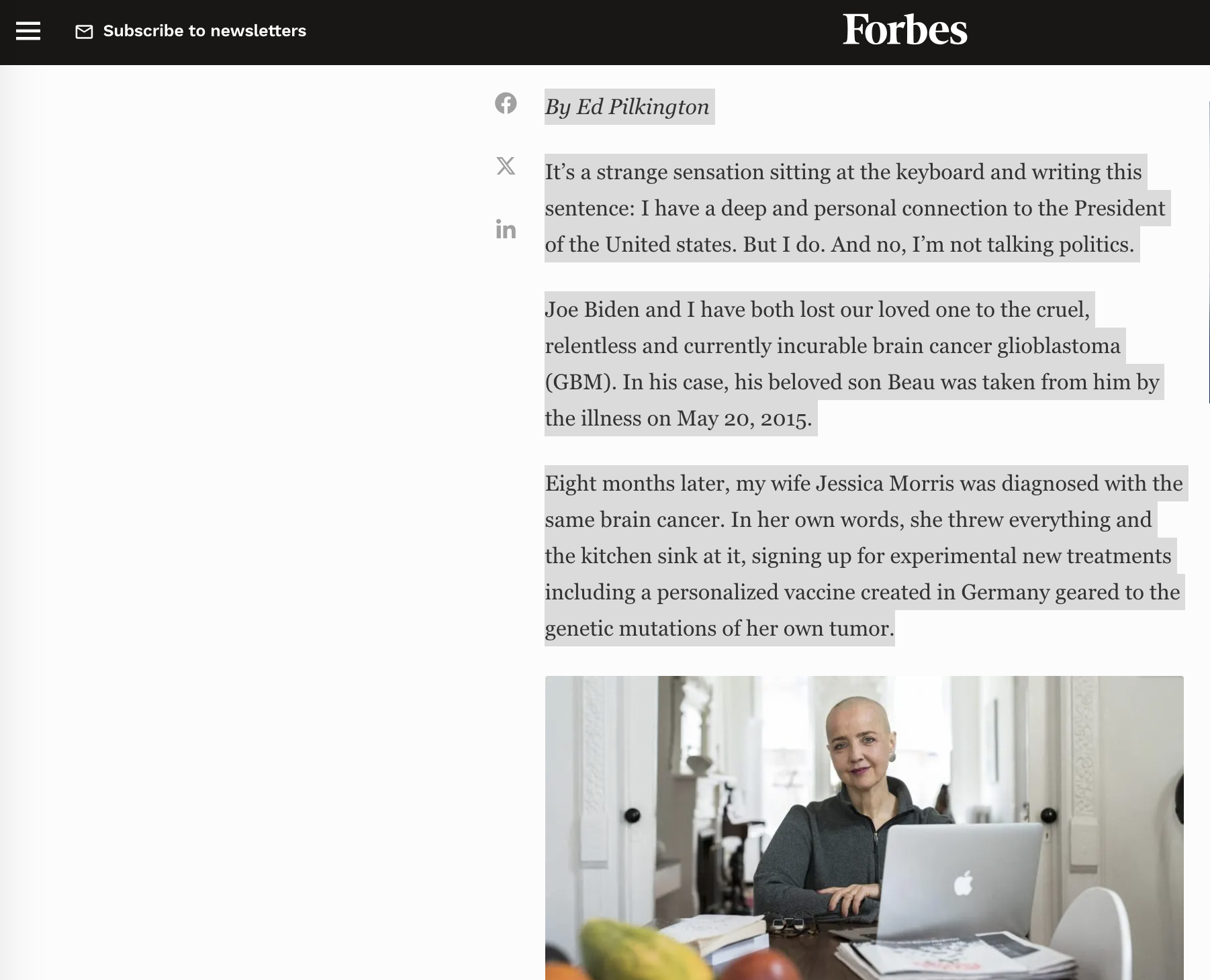 OurBrainBank in Forbes: White House War on GBM and more - OurBrainBank