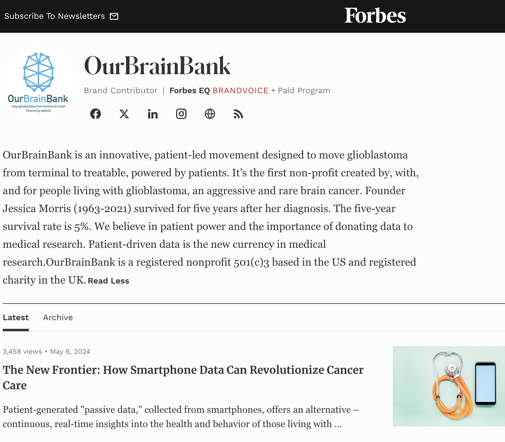 Forbes series on glioblastoma and brain cancer in partnership with ...